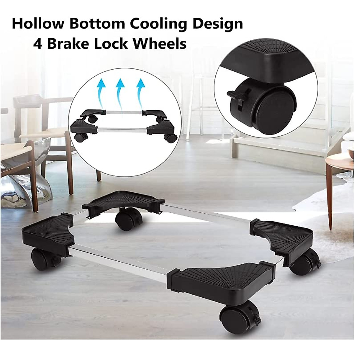 ZAGANA PC Stand-Desktop Stand with 4 Rotating Wheels | Computer Tower Stand with Adjustable Size, Mobile CPU Stand fits Home and Office