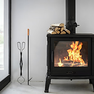 Heavy Duty Fire Tong and Blow Fire Poker Stick Set with Handbag, Fireplace Poker Grabber with Blow, firewood Grabber Tool for Wood-Burning Fire Pit or Fireplace Bonfire Indoor Outdoor use