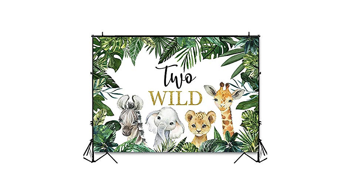 Avezano Two Wild 2nd Birthday Backdrop | Jungle Safari Decor