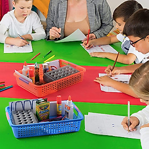 PREXTEX Classroom Storage Baskets for Papers, Crayons, Pencils, and Toy - Storage Plastic Baskets - Pack of 6