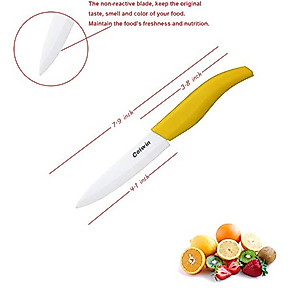 Ceramic Knife Set Color Ceramic Knives Set with Stain Resistant 6 inch Chef Knife, 5 inch Steak Knife, 4 inch Fruit Knife, 3 inch Sushi Knife, Peeler