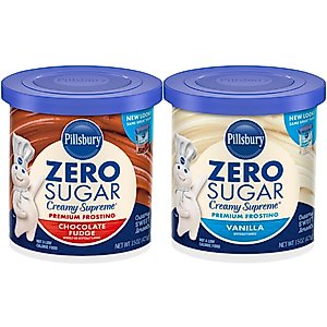 Pillsbury Zero Sugar Frosting Bundle, Chocolate and Vanilla (Pack of 2) with By The Cup Spatula Knife