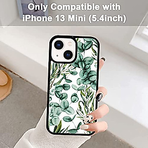 Odhtst Summer Eucalyptus Case for iPhone 13 Mini Case 5.4 Inch, Silicone Ultra Shockproof Funny Protection Cute Plant Phone Case for Girls Women Baby Cover, Green