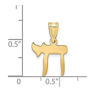 14k Yellow Gold Solid Chai Charm Pendant