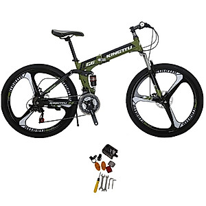 Mountain Bike 26 inch for Adults Men and Women Foldable Off Road Bicycle G6(Green)
