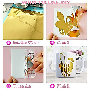 Prime Vinyl Chrome Gold Permanent Vinyl Roll, Gold Vinyl for Cricut - 12" x 10 Ft- Chrome Metallic Adhesive Vinyl for Silhouette Cameo, Decor Sticker, Cutting Machine, Home Decal