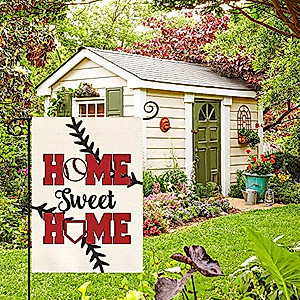 AVOIN Baseball Garden Flag Vertical Double Sided Home Sweet Home, Bat Ball Sport Softball Flag Yard Outdoor Decoration 12 x 18 Inch