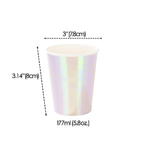 Talking Tables We Heart Pastel Iridescent Shiny Paper Cups for a Birthday Party, Unicorn Party, or Children's Party, Pink (12 Pack)
