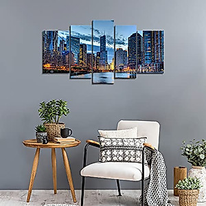 5 Panel Wall Art Painting Chicago Illinois Usa Pictures Prints On Canvas City The Picture Decor Oil For Home Modern Decoration Print