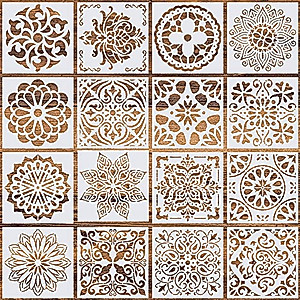 16Pcs (6 x 6 Inch) Reusable Stencils, Mandala Stencils Mandala Dot Painting Templates Stencil for DIY Painting Art Scrapbook Christmas Gifts for Kids