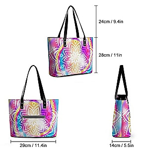 Womens Handbag Colorful Floral Texture Leather Tote Bag Top Handle Satchel Bags For Lady