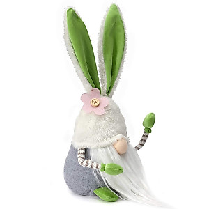 Funoasis Easter Bunny Gnome Spring Gnomes Easter Holiday Home Decoration Gnome Plush Handmade Rabbit Gifts Swedish Tomte Elf (Green Bunny, 13 Inches)