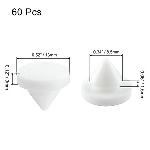 HARSKIYER 60pcs 1/2'' Rubber Door Silencer, White Metal Door Silencer Hinge Outlet Door Silencer Metal Door Stop Silencers for Metal Door Metal Frame