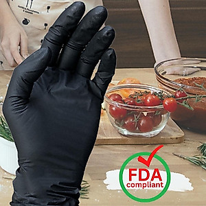 PSBM Industrial Nitrile Extra Thick Disposable Gloves, 1000 Pack, Size X-Small, Black, Textured Fingertips, Latex Free & Powder Free Multi-Use Gloves