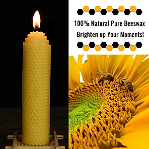 Beeswax Pillar Candles Set of 2 - Handmade Pure Beeswax Rolled Candles for Gift & Home Decor (1.5×6 in)