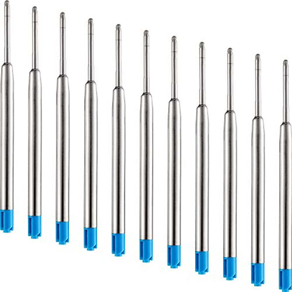HeTaoCat Blue Ink Refill Pack of 5, Replaceable Ballpoint Pen Refills, Medium Point Metal Refil (Blue)