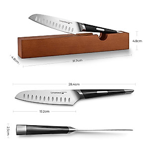 linoroso Santoku Knife Kitchen Knife Ultra Sharp Chef Knife, 6 inch Precision Forged German High-Carbon Stainless Steel Cooking Knife with Exquisite In-Drawer Knife Block - MAKO Series