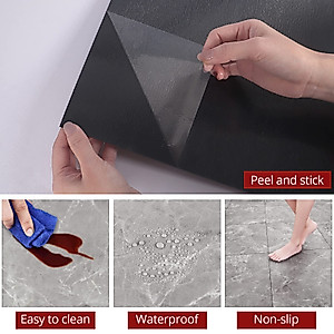 WESTICK Grey Marble Vinyl Flooring Peel and Stick Floor Tile Thick Waterproof Marble Flooring Tiles Removable Waterproof Vinyl Tile for Floor Kitchen Bedroom Bathroom Living Room 5 PCS 12 x 12 in