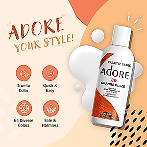 Adore Semi Permanent Hair Color - Vegan and Cruelty-Free Hair Dye - 4 Fl Oz - 121 Jet Black (Pack of 1)