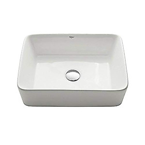 Kraus KCV-121 White Rectangular Ceramic Bathroom Sink White 19.25 Inch