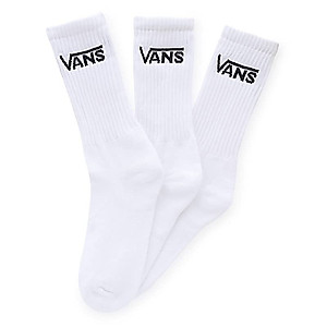 Vans Men's Classic Crew Socks (3 Pairs), White, Size 6-9.5