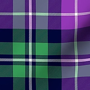 Spoonflower Fabric - Tartan Green Purple Plaid Scottish Block Colour Vibrant Printed on Petal Signature Cotton Fabric by The Yard - Sewing Quilting Apparel Crafts Decor