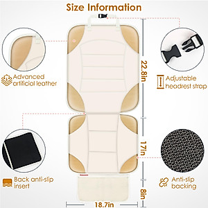 Sinvitron Car Seat Protector for Child Car Seat, Car Seat Mat for Leather Seats, Non-Slip Backing, 2 Mesh Pockets,Waterproof Seat Covers for Cars,Vehicles,Baby (2-Pack)
