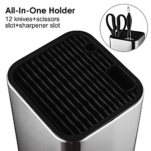 Universal Knife Block Without Knives,Modern Knife Holder for Kitchen Counter,Stainless Steel Knife Organizer with Scissors Slot & Sharpening Rod,Space Saver Blocks & Storage - by RedCall (Red)