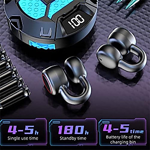 Bones-Conduction Wireless Headphone - TWS-Headphones with LED Digital Display Breathing Light Touch-Control - Hi-Fi Earphones Earbuds Headset for Game/Sport