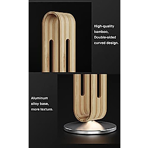 SIKAI CASE Bamboo Headphones Stand Holder,U-Shaped Arc Design,Aluminum Alloy Non-Slip Base,Wood Headphone Stand for Desk Compatible with On-Ear Headphones for Study/Bedroom/Office(Grey)