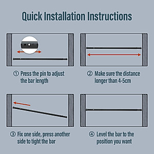 CONQULITY Sliding Glass Door Security Bar, Adjustable Sliding Door Security Bar - Extends from 27 inch to 43 inch (Black)