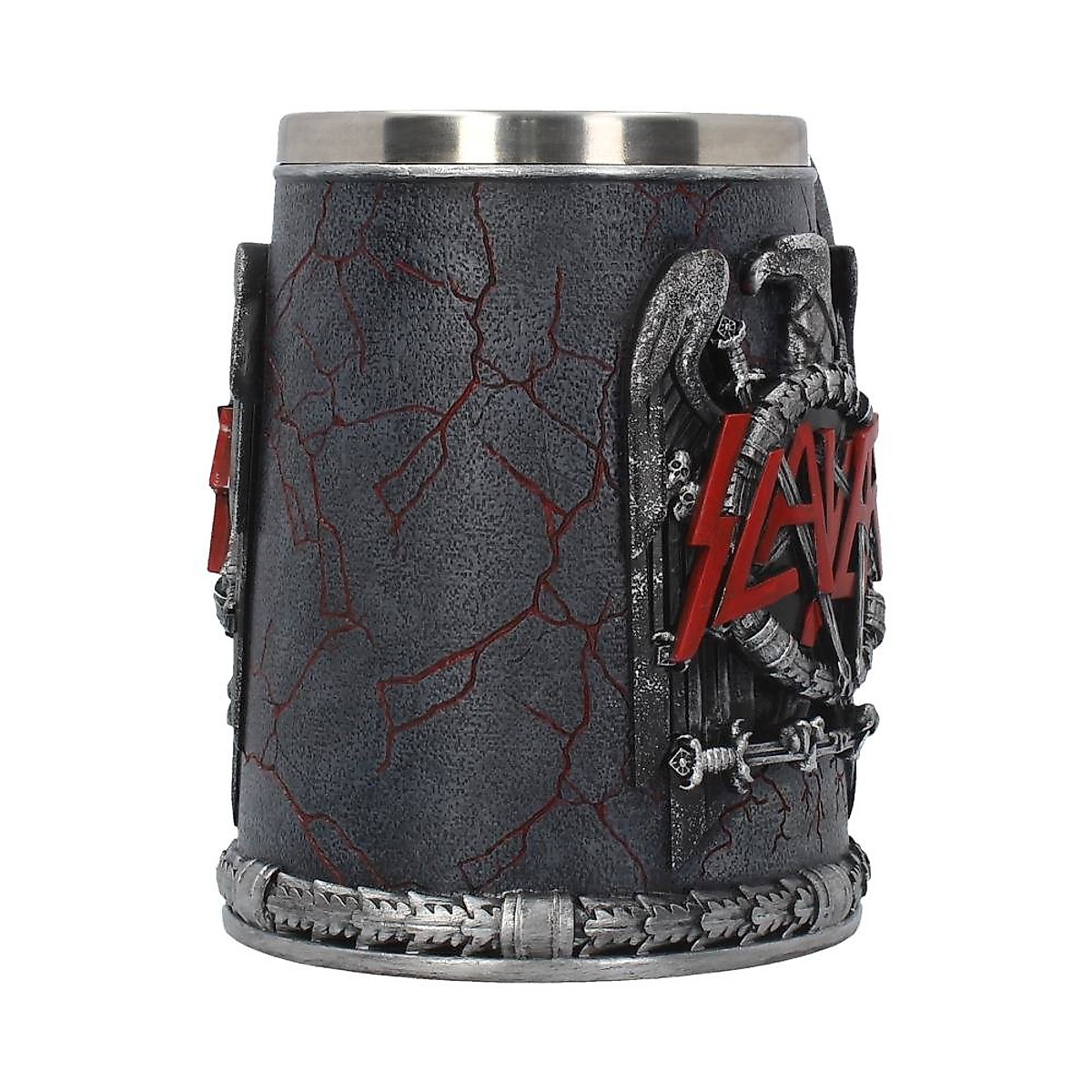 Nemesis Now B4128M8 Slayer Tankard Mug 14cm Black, Resin w/Stainless Steel Insert, Grey
