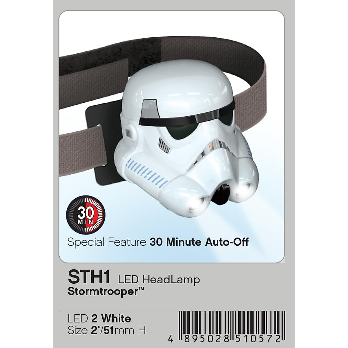 Star Wars Rebels Stormtrooper Head Lamp - Elastic Headband with Bright LED Lights and Timer