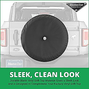 MasterTop Bronco Spare Tire Cover, Black - Fits Ford Bronco 2021-2023 with 33" Tires - Ford Bronco Tire Cover Ford Bronco - Spare Tire Cover with Camera Hole - Custom Fit for 33" (285/70R17) Tires