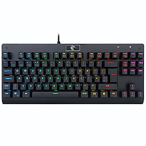 HUO JI E-Element Mechanical Eagle Z-77 Programable RGB Backlit Mechanical Gaming Keyboard with DIY Blue Switches, 88 Keys Anti-Ghosting,UK Layout, Black