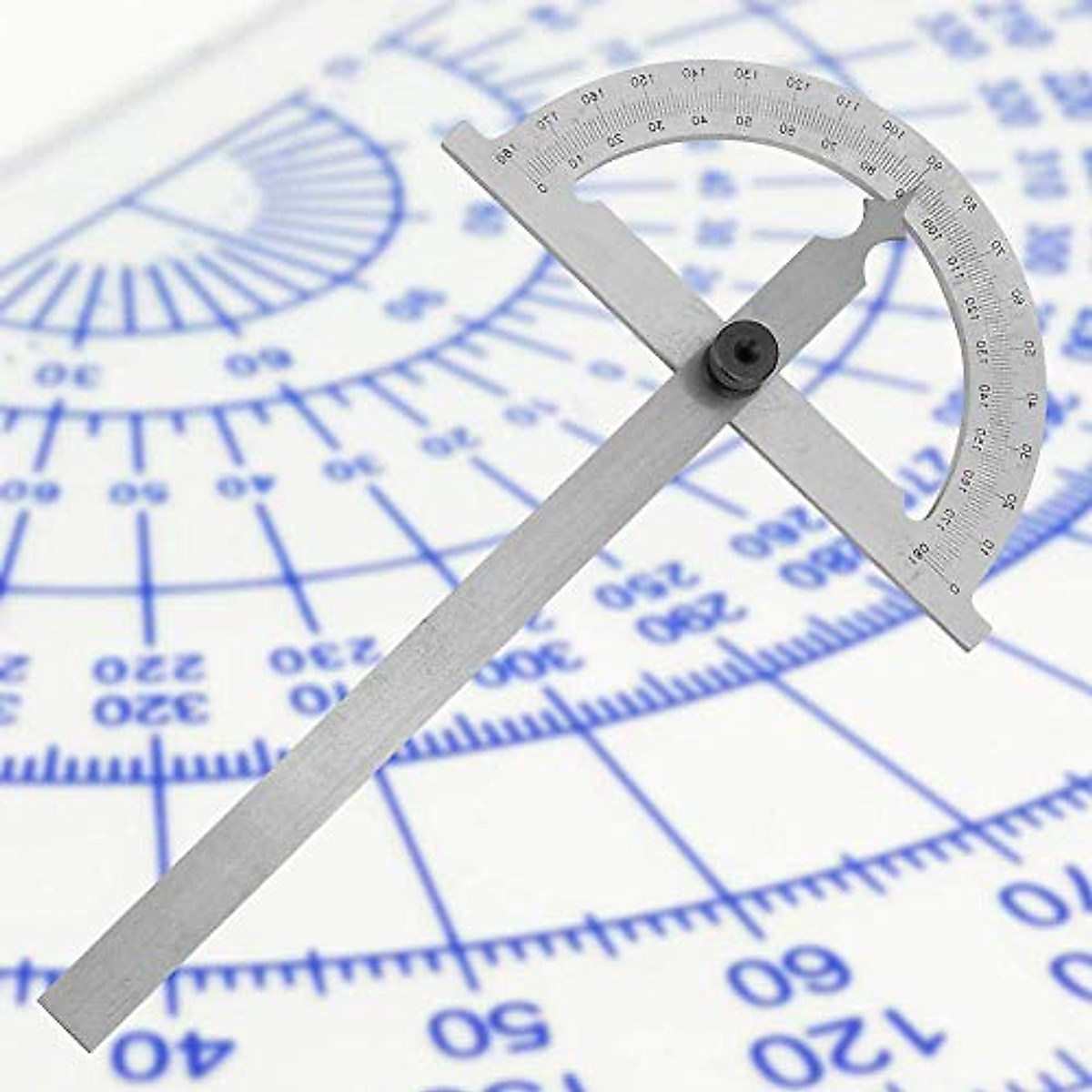 180 Degree Protractor, 80 * 120mm Carbon Stainless Steel Chrome Plating Protractor Rotary Angle Finder Measuring Ruler Tool for Woodworking