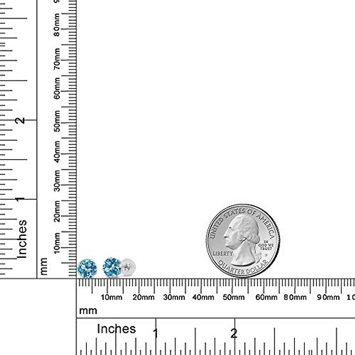 Gem Stone King 14K Gold Gemstone Birthstone Solitaire Stud Earrings | Round 6MM | Gold Earrings for Women