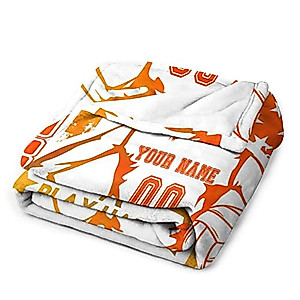 BEOIIBIRD Custom Volleyball Blanket Gifts, Throw Blankets 50”x40” Warm Cozy Soft, Personalized Blanket with Text for Athletes Players Children Girls Game Bed Sofa Couch Travel Car