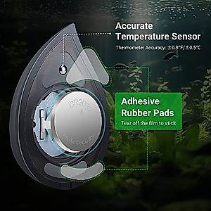 Fish Tank Temperature Gauge, Aggforbl Teardrop Aquarium Thermometer LED Digital Cordless Fish Tank Thermometer Outside Suitable for Betta Fish Axolotl