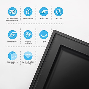 Art3d Decorative Drop Ceiling Tiles 2x2, Glue up Ceiling Panel Square in Black, Pack 12 Tiles