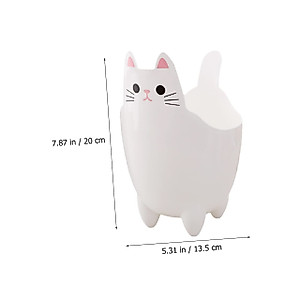 ABOOFAN Cat Shaped Trash Can Desktop Garbage Can Tiny Trash Cartoon Trash Can Cat Trash Storage Can Desk Bin Car Garbage Can Desk Trash Can Mini Storage Bucket White Pen Holder Office Pp
