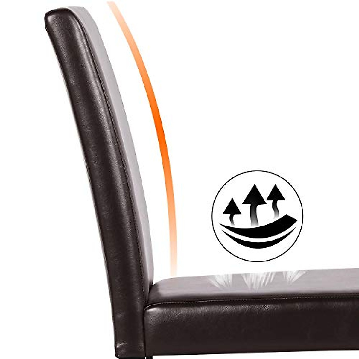 Yaheetech Dining Chairs Side PU Cushion Chairs with Waterproof Surface and Wood Legs for Kitchen Restaurant and Living Room, Set of 4, Brown