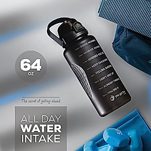 YOU GOT THIS LIVING Motivational Water Bottle with Time Marker,Half Gallon Water bottle with Straw 64 oz/2.2L Gym Water Bottle, Achieve All-Day Hydration SpillProof, BPA FREE