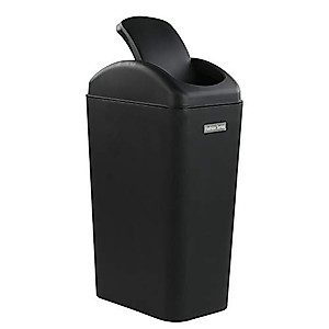 Jandson Black Swing Trash Can, Slim Trash Bin for Narrow Space, 14 Liter, F