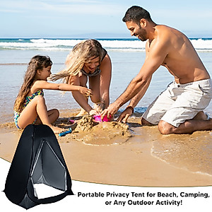 Pop Up Large Privacy Tent - 5 x 5 x 7Ft - Oversized Strong Camping Toilet Tent- Portable Camp Shower Pod w/Hooks- Porta Pod- Outdoor Bathroom, Potty, Changing Private Room (Black)
