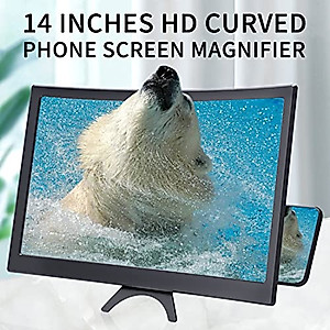 14 Inch Curved Screen Enlarger Amplifier 3D HD Cell Phone Holder Magnifying for Movies Videos and Gaming Compatible with All Smartphones