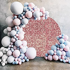Lexfvpoo 6ft Rose Gold Sequins Round Backdrop Cover Abstract Sparkle Pink Polyester Circle Background for Party Birthday Wedding Baby Shower Bridal Shower Decorations