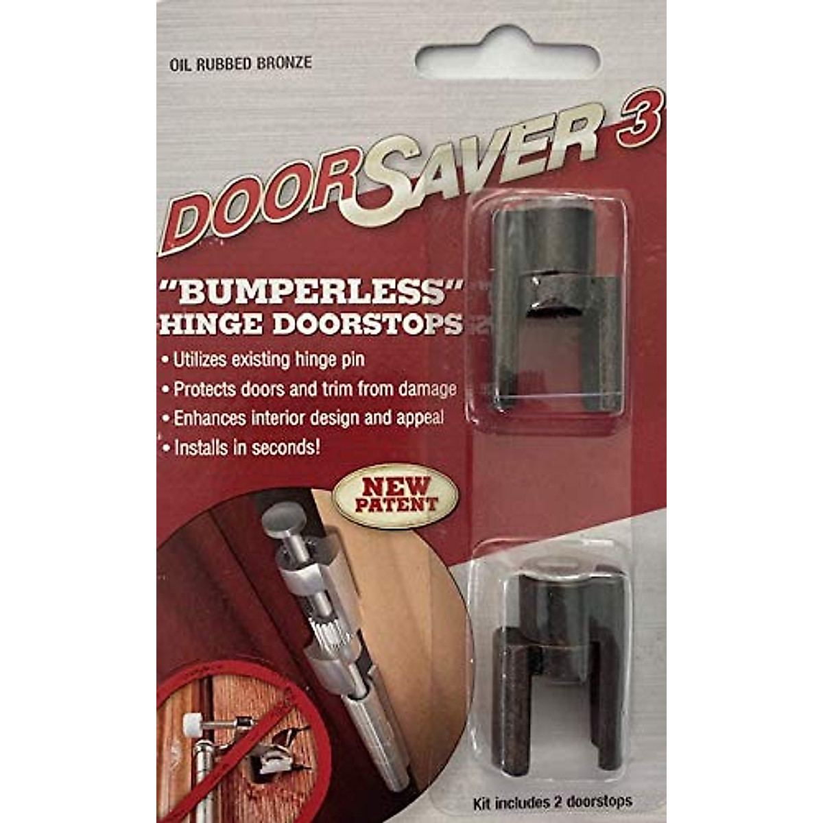 DoorSaver 3 Bumperless Hinge Door Stop 2-Pack in Oil Rubbed Bronze