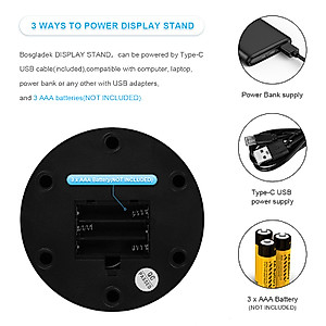 Bosgladek Motorized Rotating Display Stand, 5in/11lbs Load, 360° Rotating Platform for Jewelry Watch 3D Models Cake, Electric Spinning Display Stand for Live Show, Products Video shoot