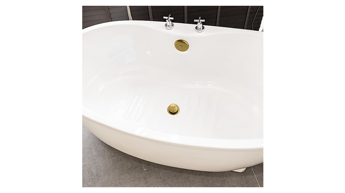 Brushed Gold Tub Drain Kit - Easy Conversion & Installation